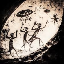 UFO cave art from ancient times. Found in the French Cave Uf Olishen ...